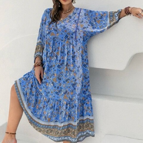 Rusttydustty | Dresses | Rusttydustty Floral Paisley Boho Peasant Dress ...